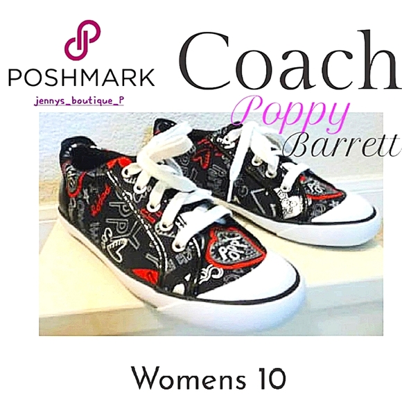 Coach | Shoes | Coach Barrett Poppy Heart Black Shoes Sneakers Size ...